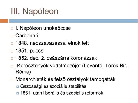 PPT - III. Napóleon és Bismarck, a német egység PowerPoint Presentation ...