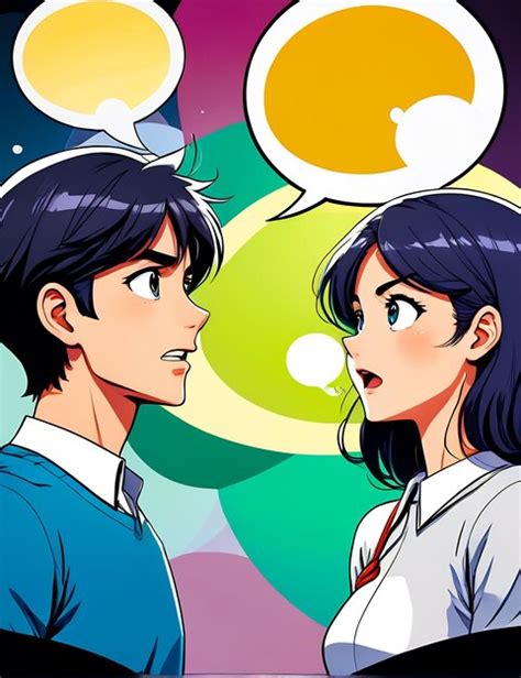 Scène Comique Avec Une Illustration De Dessin Animé Parlant Photo Premium