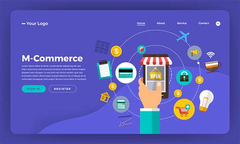 실물 디자인 웹사이트 평면 디자인 개념 디지털 마케팅입니다 M커머스 모바일 쇼핑입니다 벡터 일러스트입니다 개념에 대한 스톡 벡터