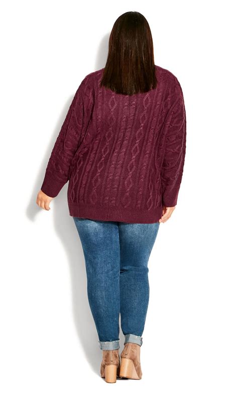 Evans Purple Cable Knit Sweater Evans