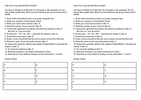 Can You Follow Instructions Pdf