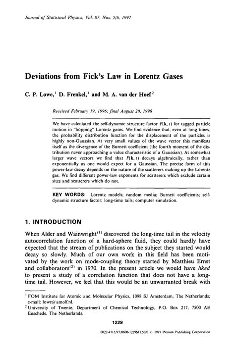 Pdf Deviations From Ficks Law In Lorentz Gases