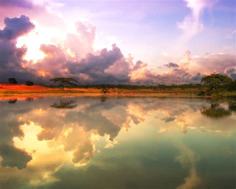 Fond D Ecran Lac Nuage Et Soleil Wallpaper