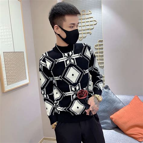 男装毛衣冬装加厚针织衫新款半高领线衣套头修身线衣社会小伙毛衫虎窝淘