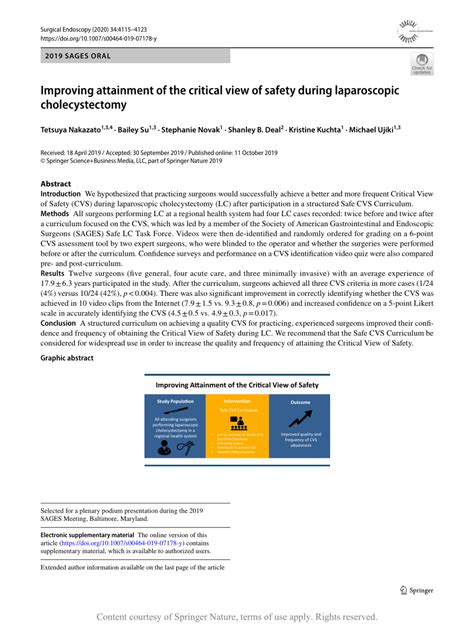 Improving Attainment Of The Critical View Of Safety During Laparoscopic