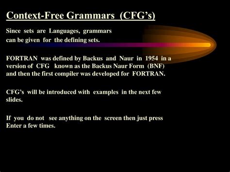 Ppt Context Free Grammars Cfgs Since Sets Are Languages Grammars Powerpoint Presentation