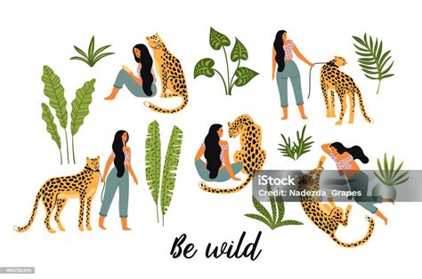 야생 수 있습니다 벡터 일러스트 레이 션 레오 파 드와 열 대 잎 T 셔츠에 대한 스톡 벡터 아트 및 기타 이미지 T 셔츠 그래픽 프린트 꽃 식물 Istock
