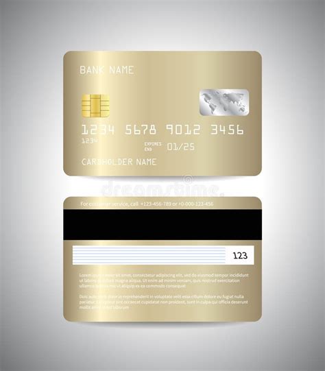 Tarjeta De Crédito Del Oro Frente Y Lado Trasero De La Plantilla De Oro