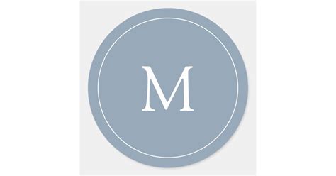 Dusty Blue Wedding Monogram Classic Round Sticker Zazzle