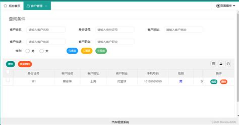 基于ssmmysql实现的汽车租赁系统（登录登出、客户信息管理、车辆信息维护、车辆出租、出租单查询、出租检查单管理、统计分析）客户信息和