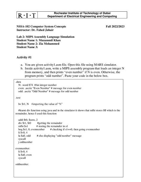 labreport 2 department of electrical engineering and computing nssa