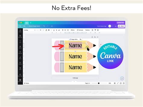 Editable Name Tag Template Back To Babe Instant Edit Download Printable Pencil Classroom