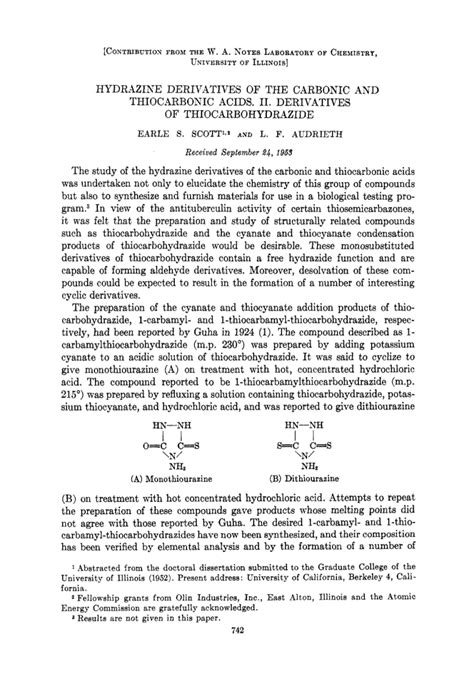 Hydrazine Derivatives Of The Carbonic And Thiocarbonic Acids Ii