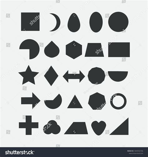 Educational Learning Black Shapes Set Understanding Stock Vector