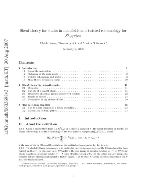Pdf Sheaf Theory For Stacks In Manifolds And Twisted Cohomology For