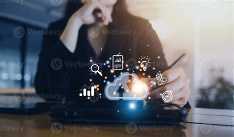 Man Use Laptop With Cloud Computing Diagram Show On Hand Cloud Technology Data Storage