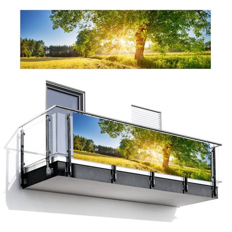 Muchowow Balkonsichtschutz Sommer Baum Landschaft Sonnenaufgang