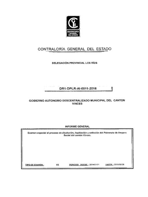 Informe Dr1 Dplr Ai 0011 2016 Pdf Contabilidad Alcalde