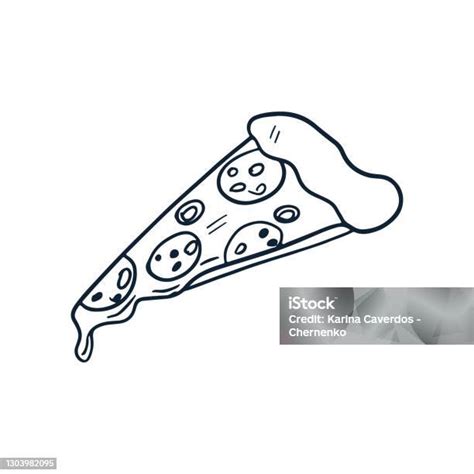 흰색 배경에 고립 된 낙서 일러스트레이션 스타일의 피자 조각 0명에 대한 스톡 벡터 아트 및 기타 이미지 0명 건강에 좋지 않은 음식 낙서 드로잉 Istock