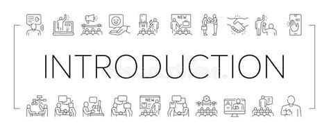 Introduction Speech Collection Icons Set Vector Stock Illustration