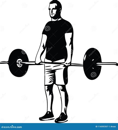 Weightlift Workout At The Gym With Barbell Stock Vector Illustration