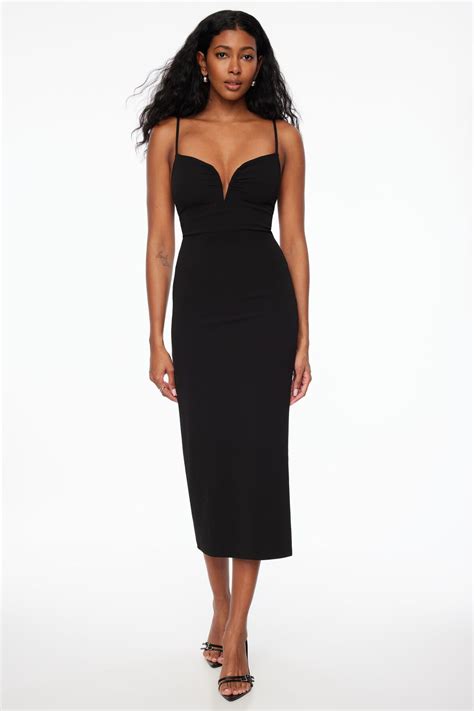 Alix V Wire Midi Dress Black Dynamite