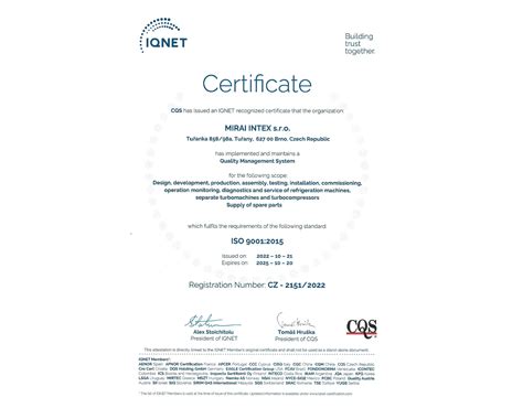Mirai Intex Has Received Iso 9001 2015 Certification