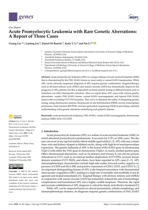 Pdf Acute Promyelocytic Leukemia With Rare Genetic Aberrations A