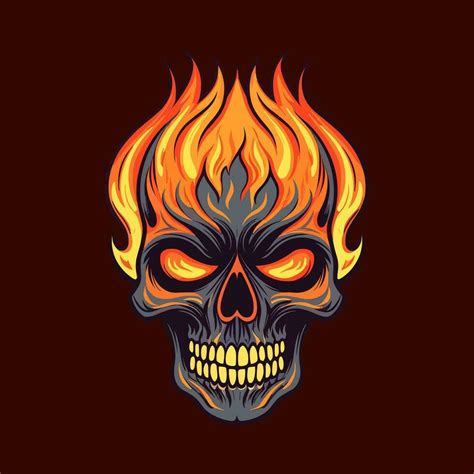 Flaming Skull Vector Clip Art Illustration 25918527 Vector Art At Vecteezy