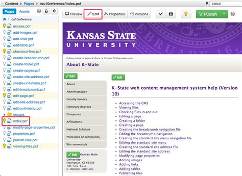 Editing Pages Cms Help Information Technology Services Kansas