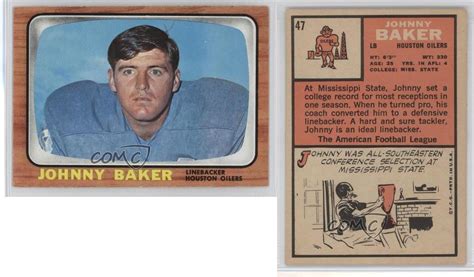 1966 Topps 47 Johnny Baker Houston Oilers Football Card Ebay