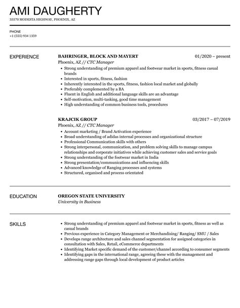 CTC Manager Resume Samples Velvet Jobs