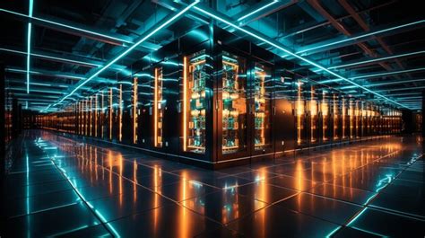 Premium Ai Image Modern Data Technology Center Server Racks Working