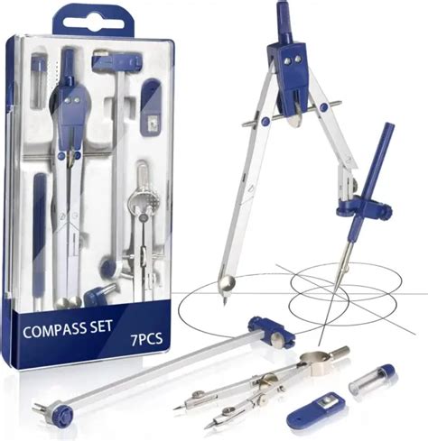 Geometry Set 7 Pcs Professional Compass Set Math Compass Drawing Tool