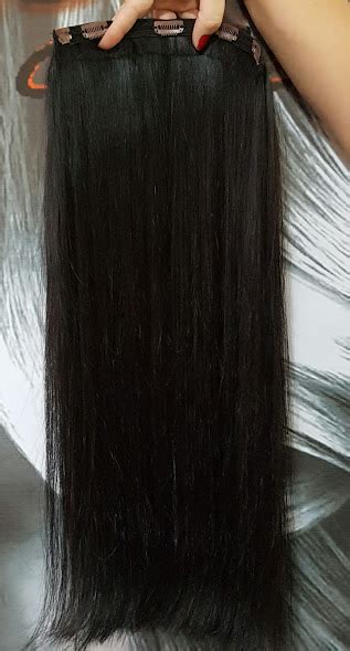 Aplique Tic Tac Cabelo Humano Preto Tingido Liso 60cm 150Gr Melvis Cabelos