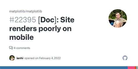 Doc Site Renders Poorly On Mobile · Issue 22395 · Matplotlibmatplotlib · Github