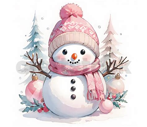 20 Watercolor Cute Snowman Clipart High Quality Jpgs Digital