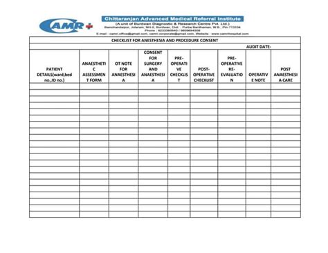 Checklist For Anesthesia And Procedure Consentdocx