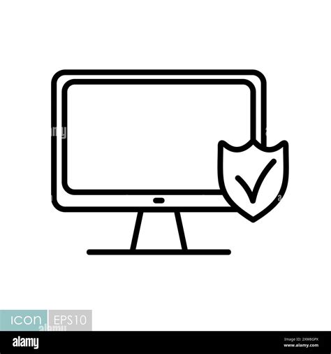 Monitor With Shield And Check Mark Vector Icon Security Sign Graph Symbol For Your Web Site