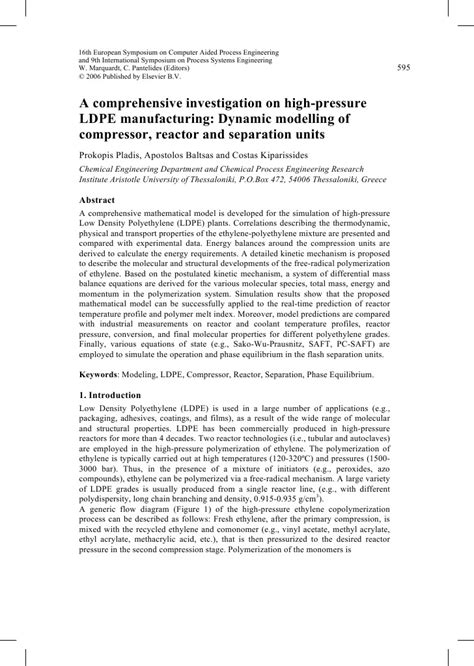 Comprehensive Investigation On High Pressure Ldpe Manufacturing Dynamic Modeling Of Compressor