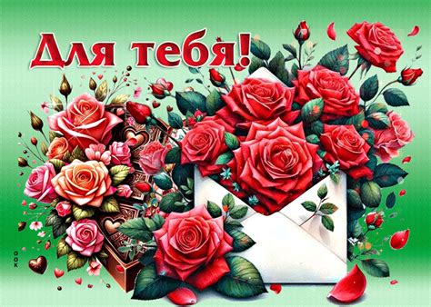 Стильная гиф открытка с розами Для тебя Скачать бесплатно на