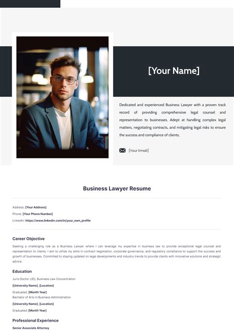Free Business Lawyer Resume Template Edit Online And Download