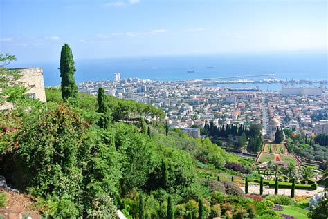 Bahai 정원 Bahai 사원의 관점과 하이파의 파노라마 이스라엘 0명에 대한 스톡 사진 및 기타 이미지 0명 건축