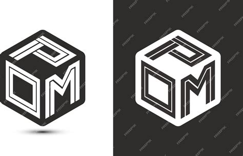 Diseño De Logotipo De Letra Pom Con Logotipo De Cubo Ilustrador