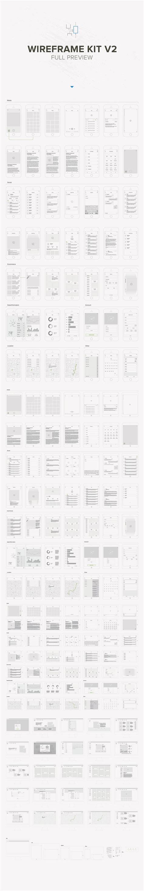 Wireframe Kit V2 By UI8 On Creativemarket Web Development Design Wireframe Wireframe Design