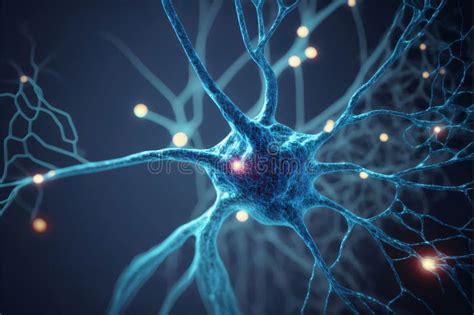 Neuron Cell 3d Illustration Neuron Cell With Neurons And Nervous System Stock Illustration