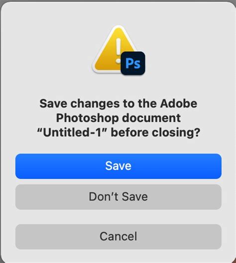 Solved How To Disable Save Changes To The Adobe Photoshop Adobe Product Community