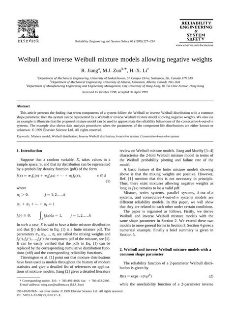 Pdf Weibull And Inverse Weibull Mixture Models Allowing Negative Weights Dokumentips