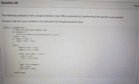 The Following Method Is From A SinglyLinked List Chegg