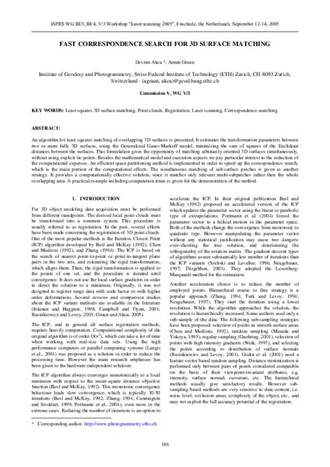 pdf fast correspondence search for 3d surface matching